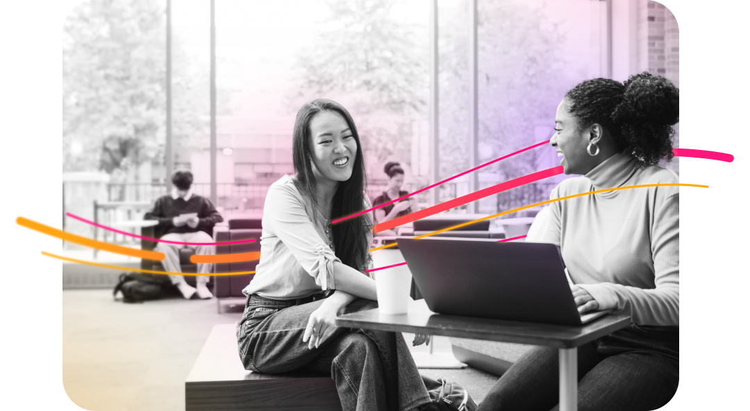 Two women having a work conversation